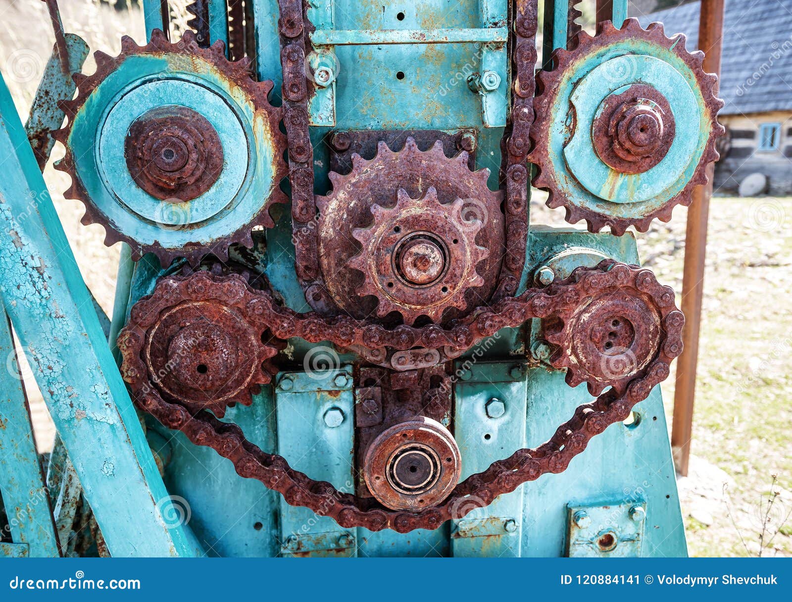 Old Rusty Gears with Chains Stock Image - Image of dirty, mechanic ...
