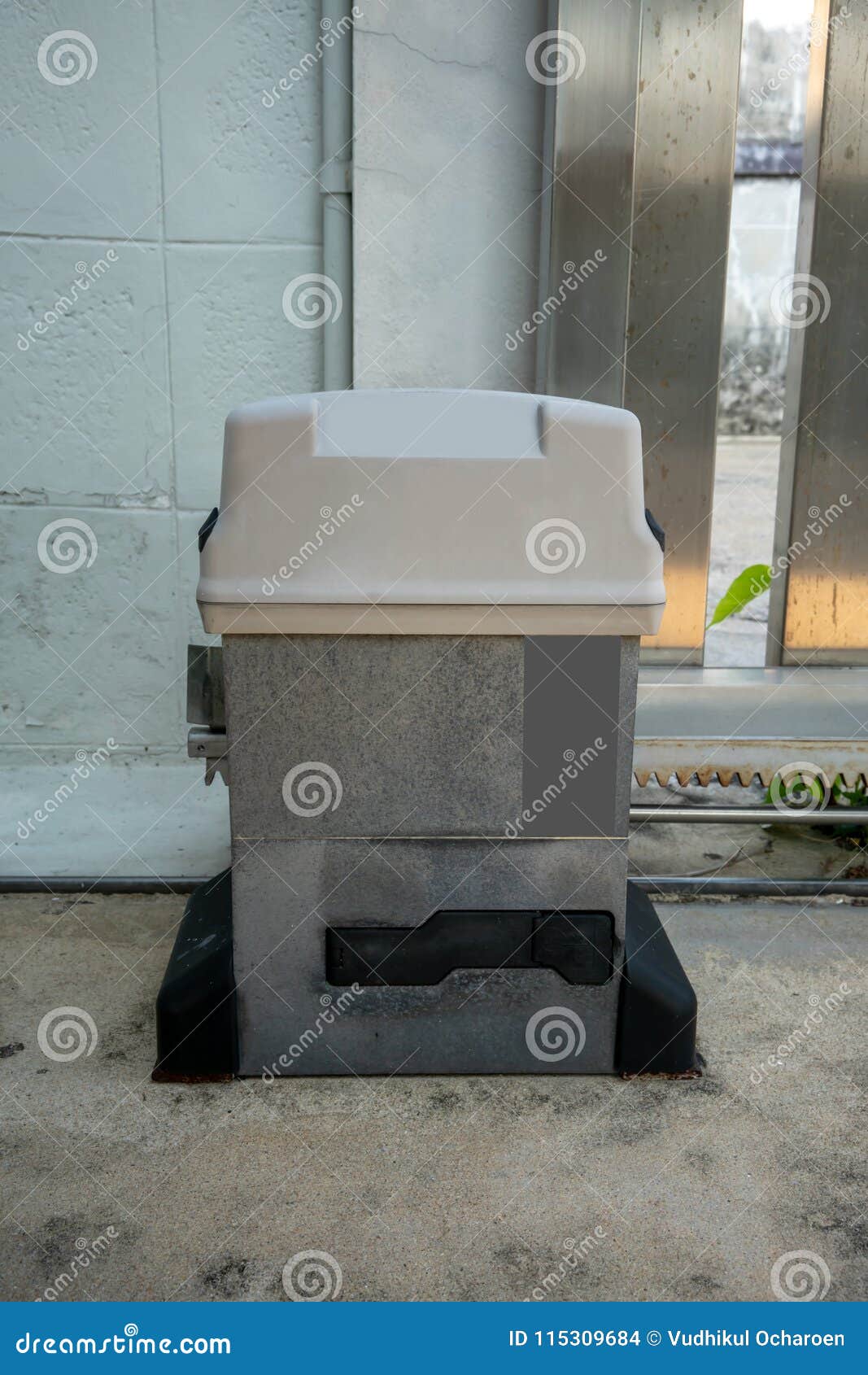 Parts of Sliding Gate System. Automatic Doors and Motor. Stock Photo ...