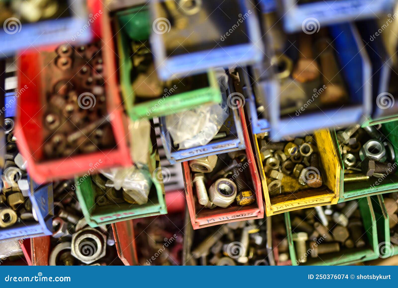 Parts Storage Sorting Containers Stock Photo - Image of pattern, blue ...