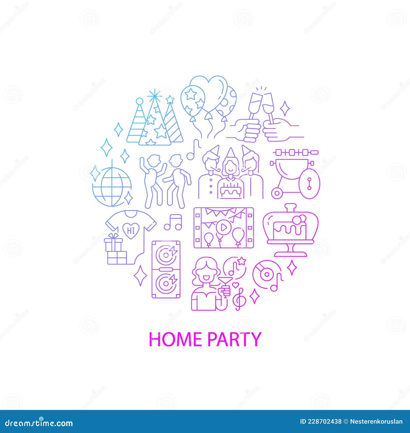 Party Abstract Gradient Linear Concept Layout with Headline Stock ...