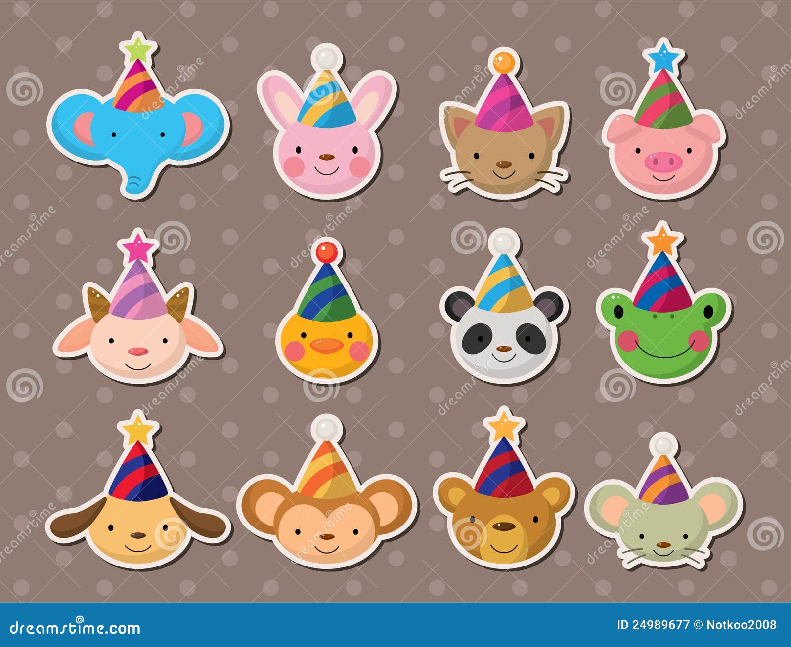 Party animal face stickers stock vector. Illustration of natural - 24989677