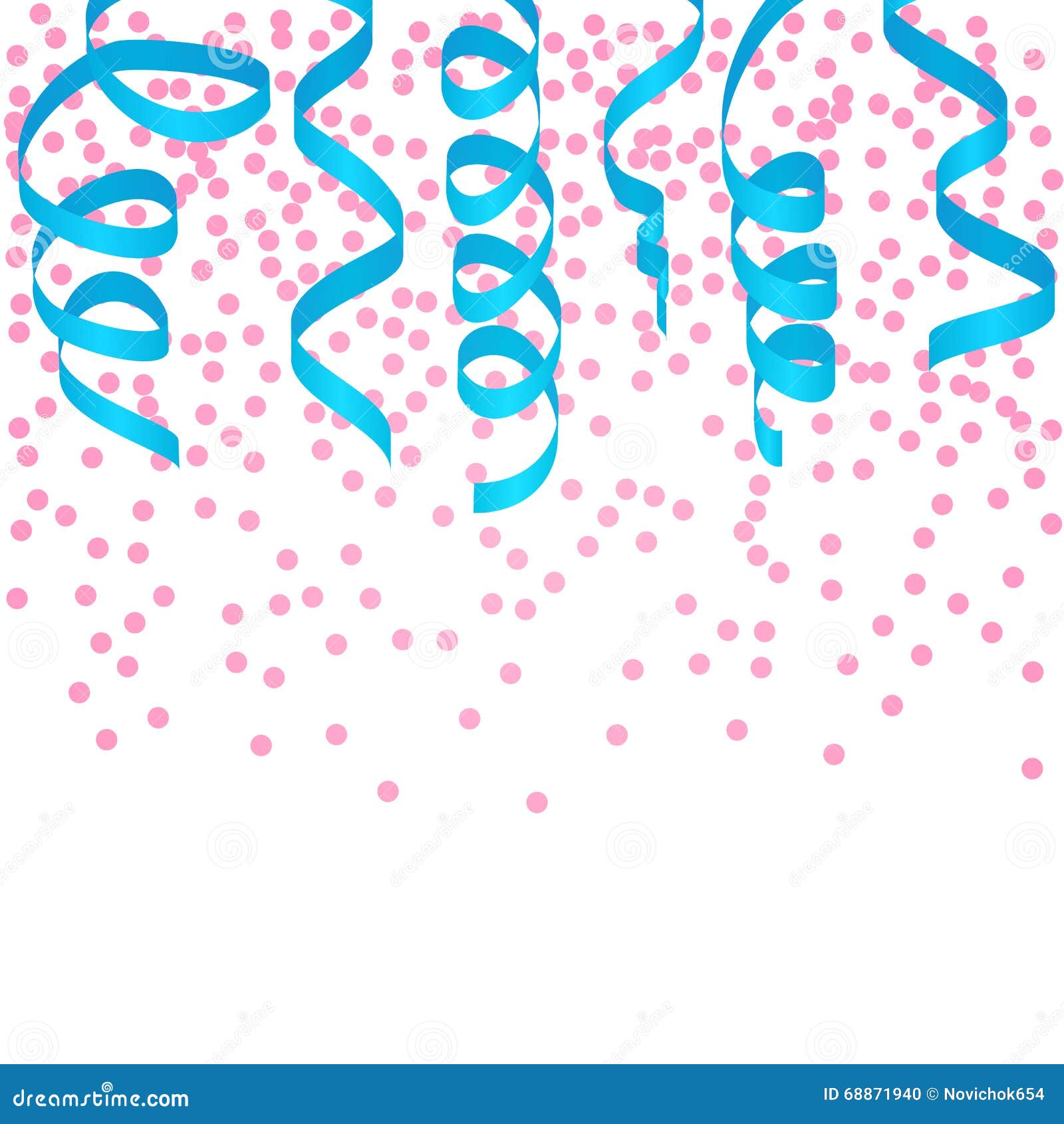 Party Background with Blue Streamers and Confetti. Stock Vector ...