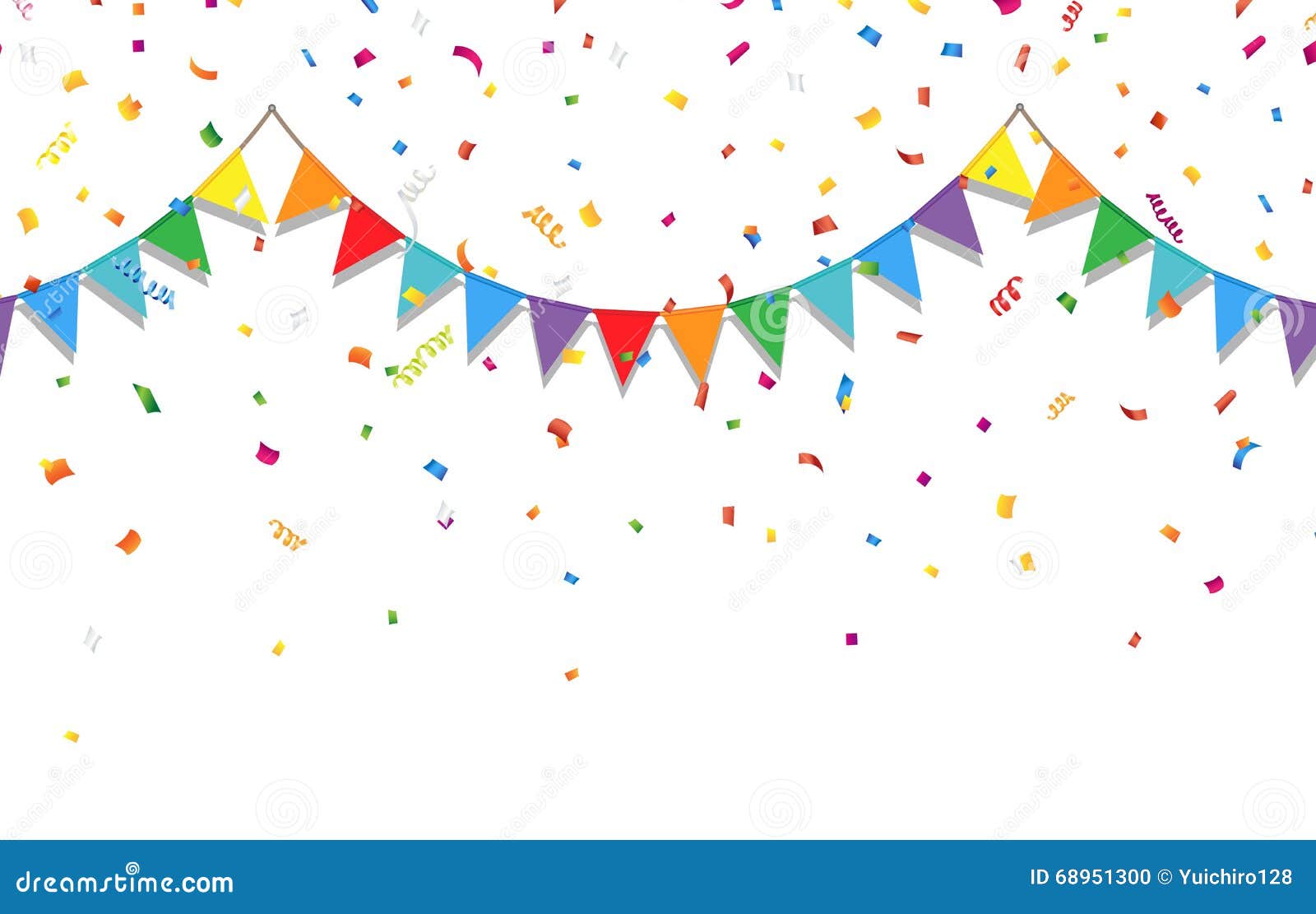 Party Background with Colorful Flags and Confetti Stock Vector ...