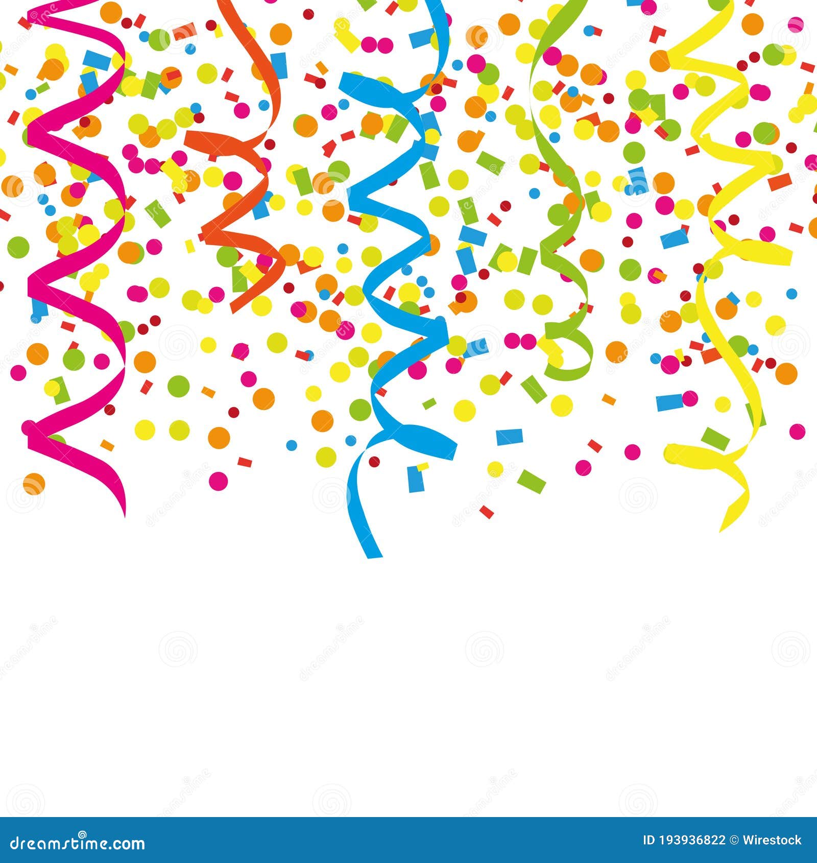 Party Background Design with Colorful Streamers and Confetti Stock ...