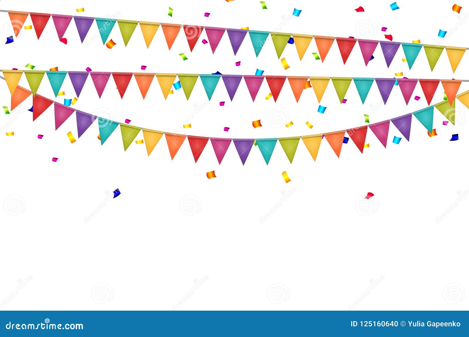 Party Background with Flags and Confetti Vector Illustration Stock ...