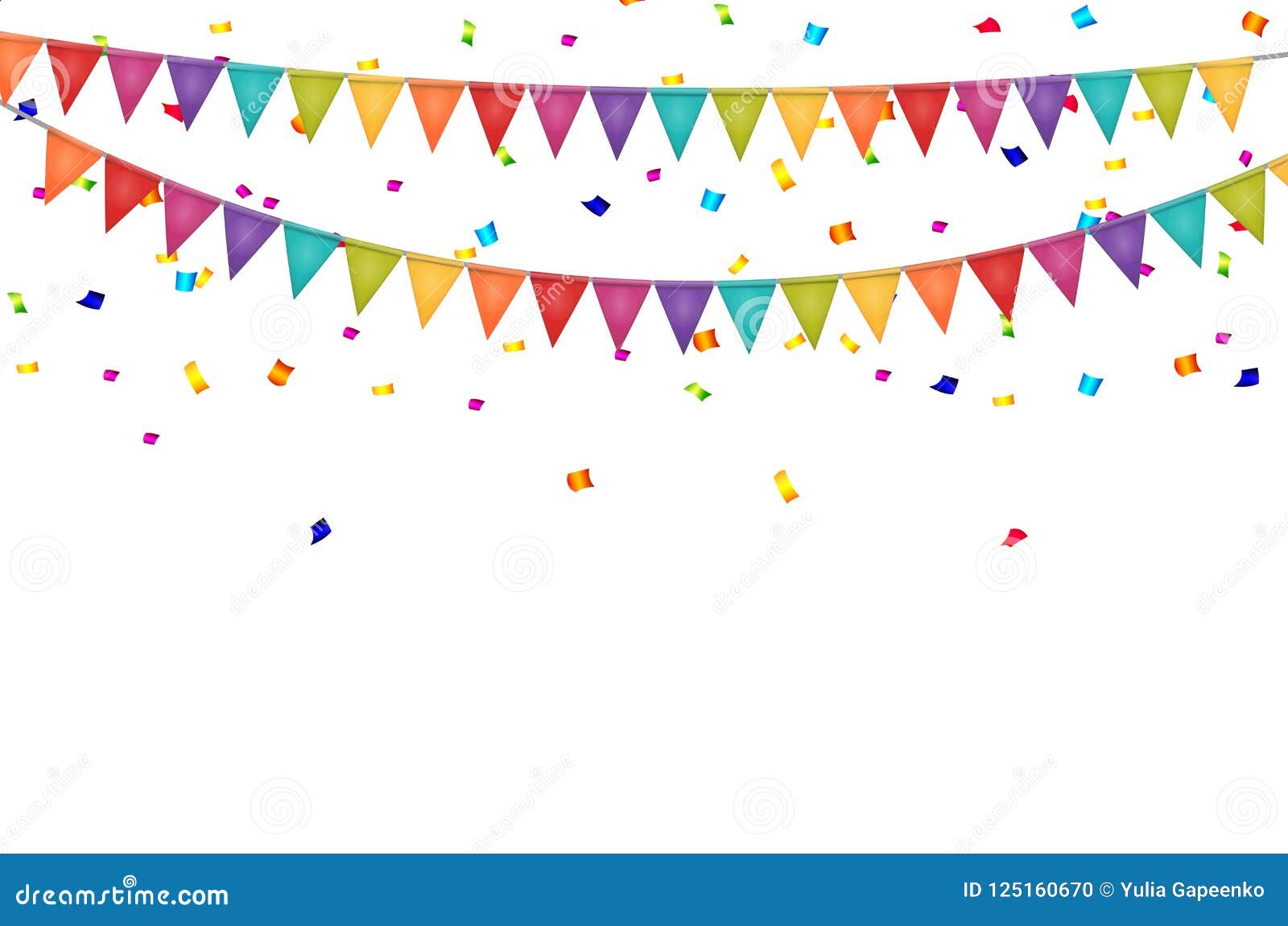 Party Background with Flags and Confetti Vector Illustration Stock ...