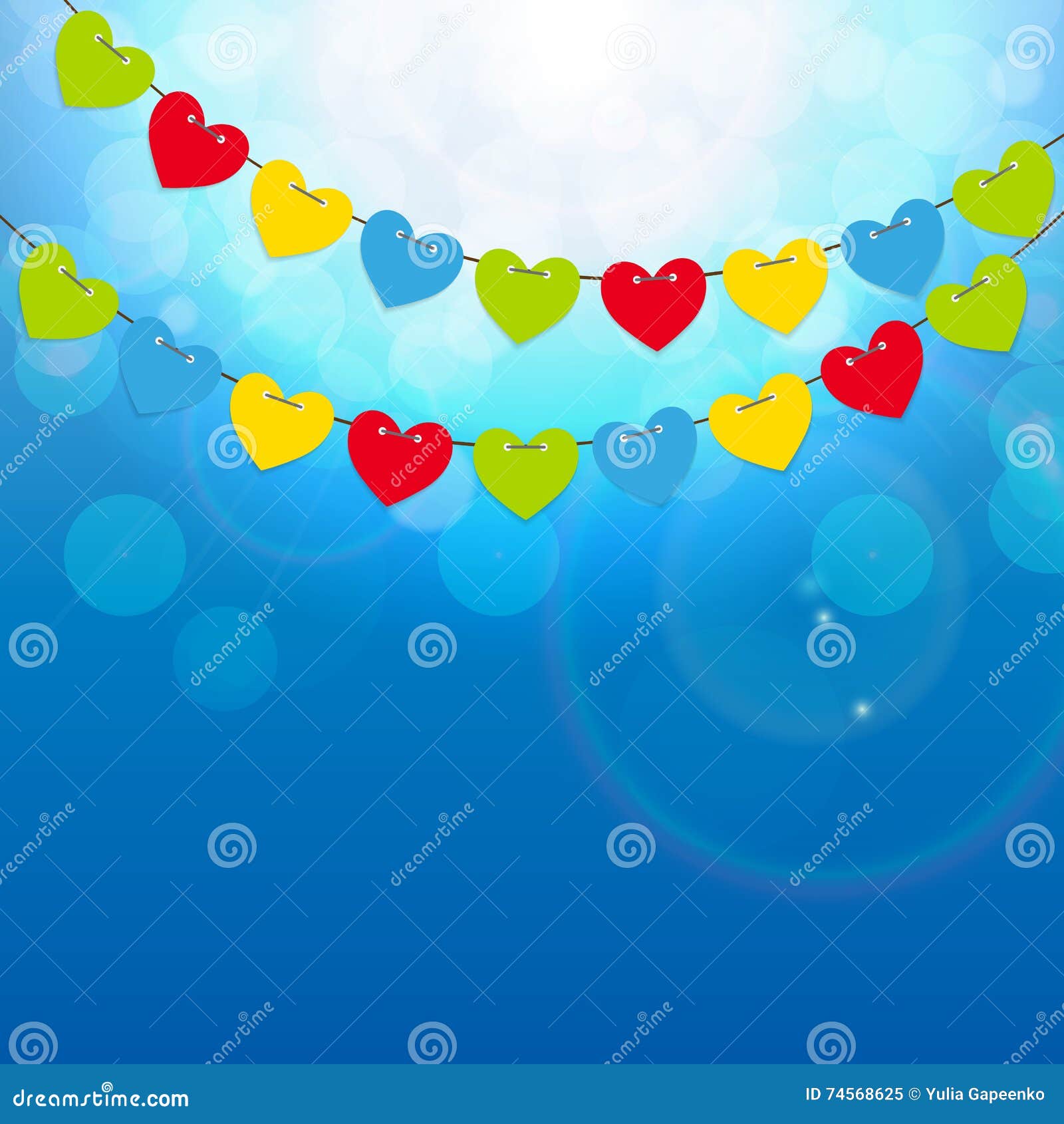 Party Background with Heart Shaped Flags Vector Illustration Stock ...