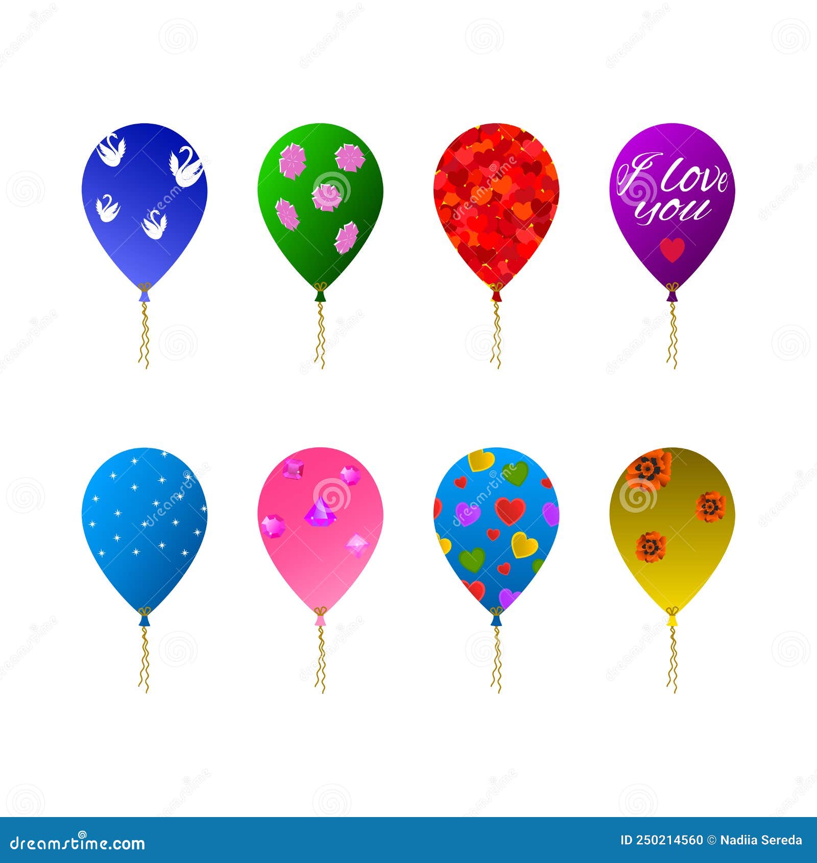 Party Balloon Objects Set stock vector. Illustration of cartoon - 250214560