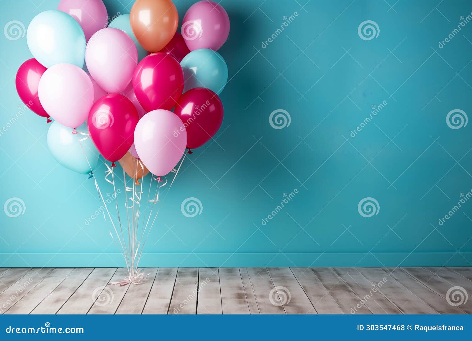 Party Balloons on Blue Background with Copy Space Stock Illustration ...