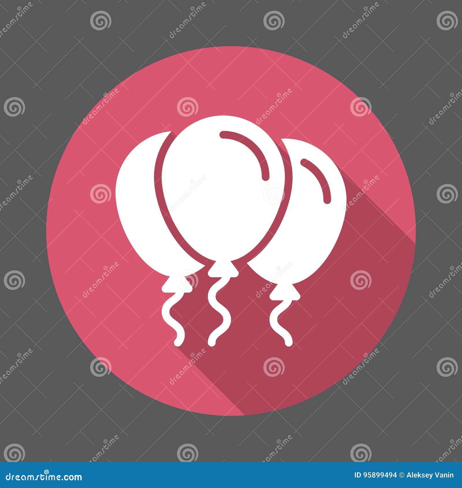 Party Balloons Flat Icon. Round Colorful Button, Circular Vector Sign ...