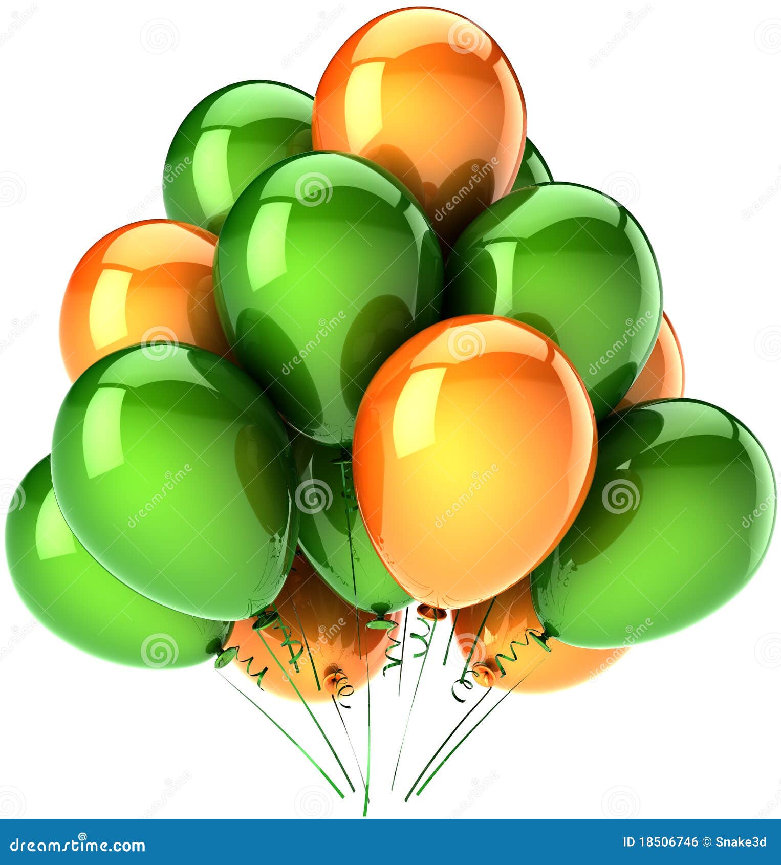 Party Balloons Green Orange Stock Illustration - Illustration of ...