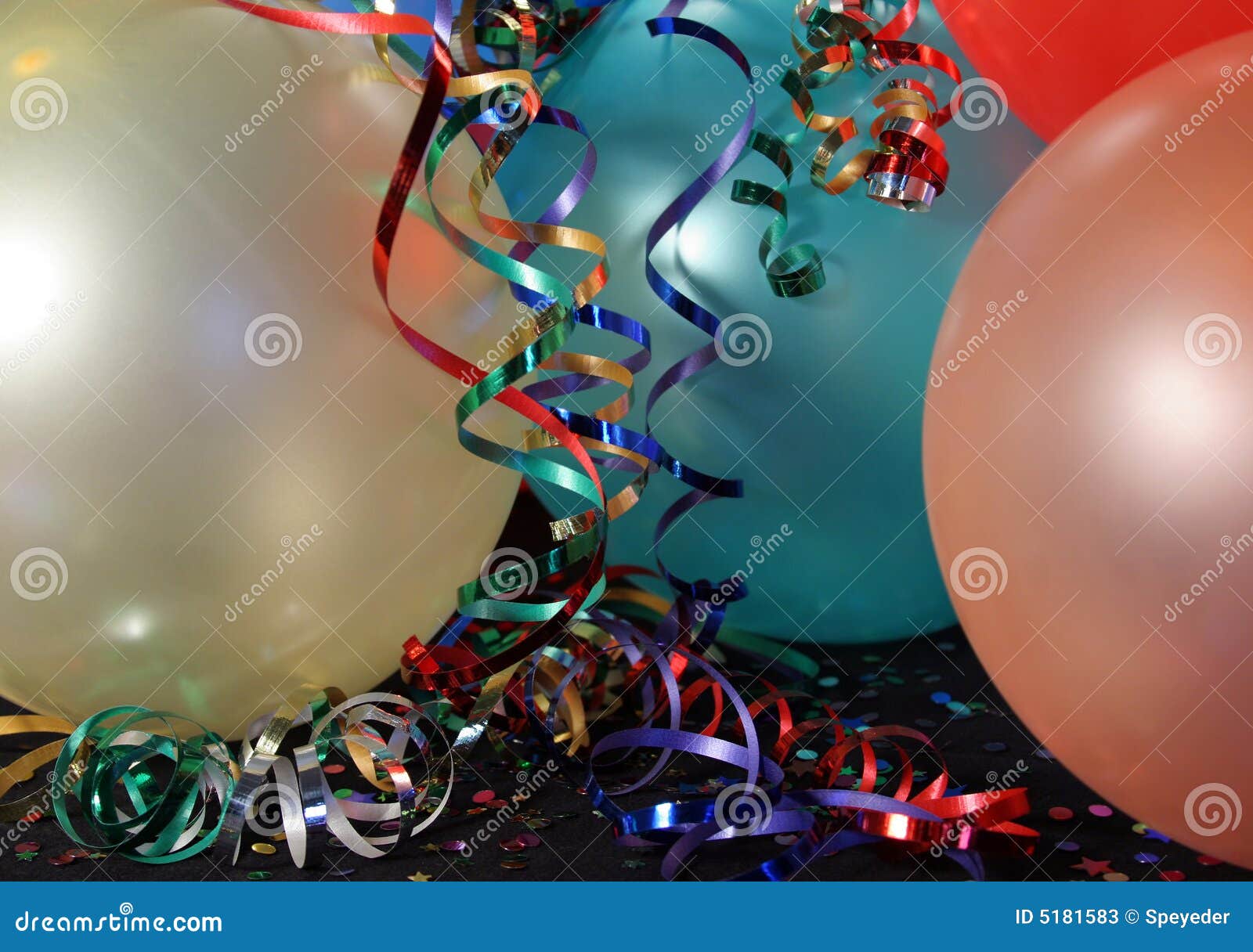 Party Balloons with Ribbons Stock Image - Image of decoration, special ...