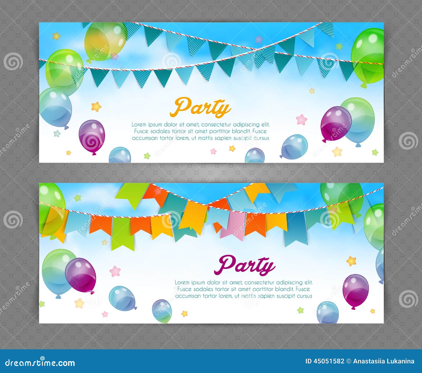 Party Banner with Flags and Ballons Stock Vector - Illustration of ...