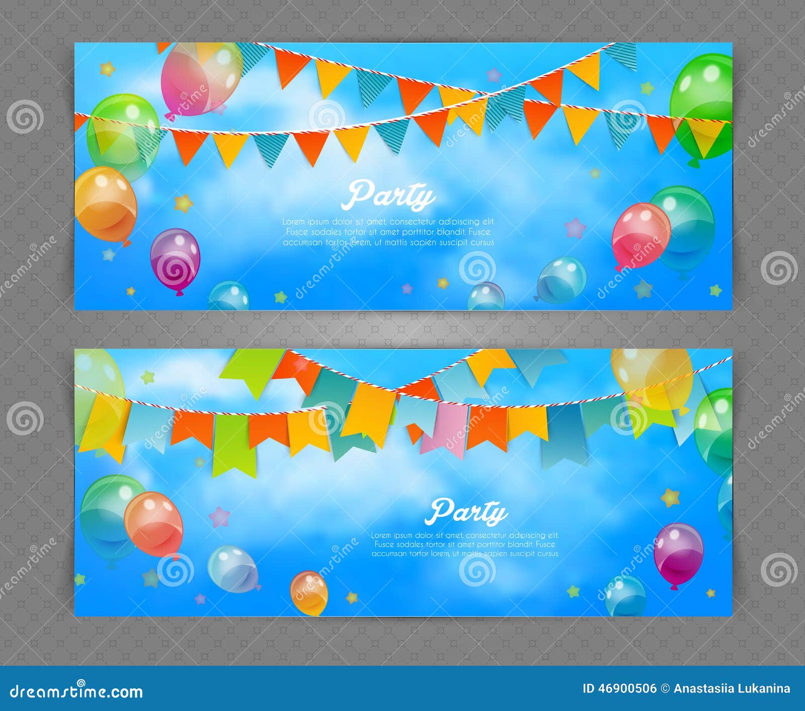 Party Banner with Flags and Ballons Stock Vector - Illustration of ...