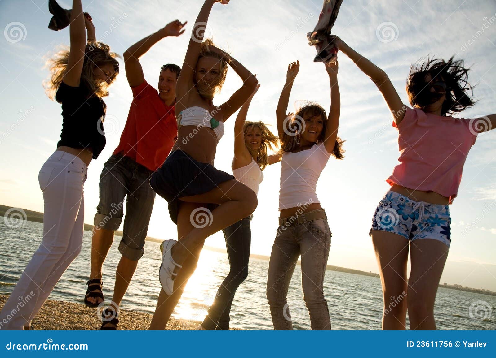 Party on beach stock photo. Image of evening, company - 23611756