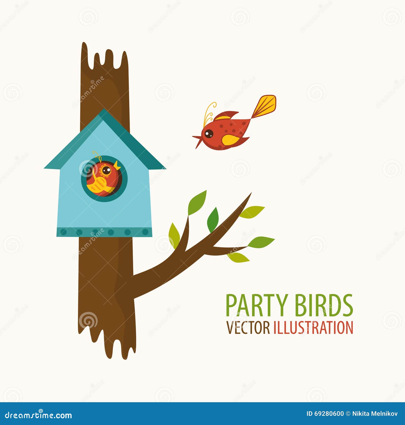 Party birds stock vector. Illustration of backdrop, house - 69280600