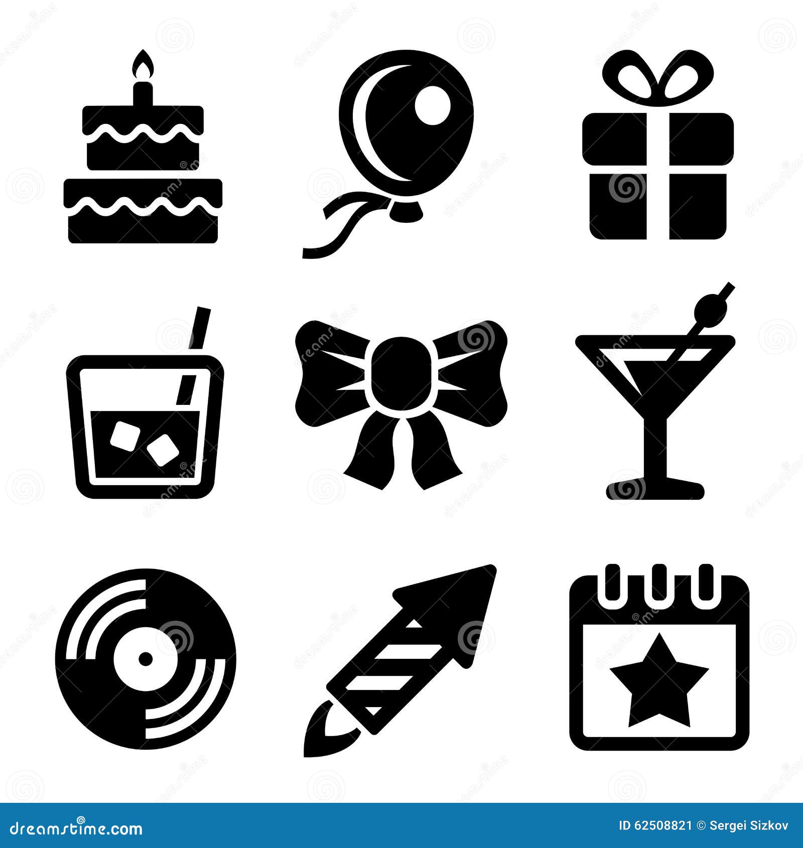 Party and Birthday Icons Set. Vector Stock Vector - Illustration of ...