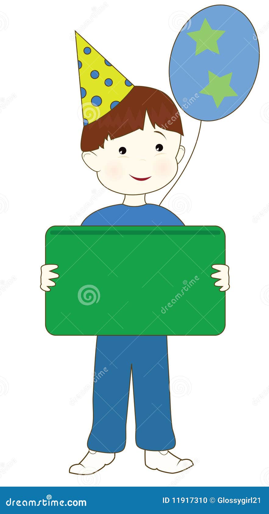 Party boy with signage stock vector. Illustration of stand - 11917310