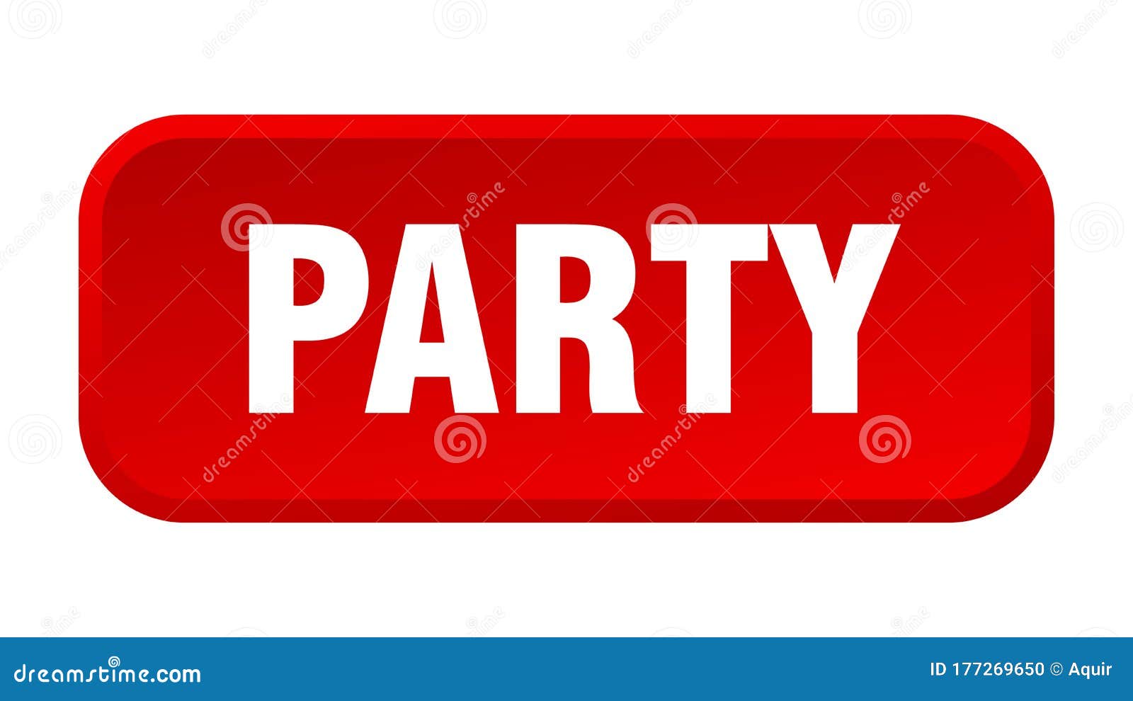 Party Button. Party Square 3d Push Button Stock Vector - Illustration ...