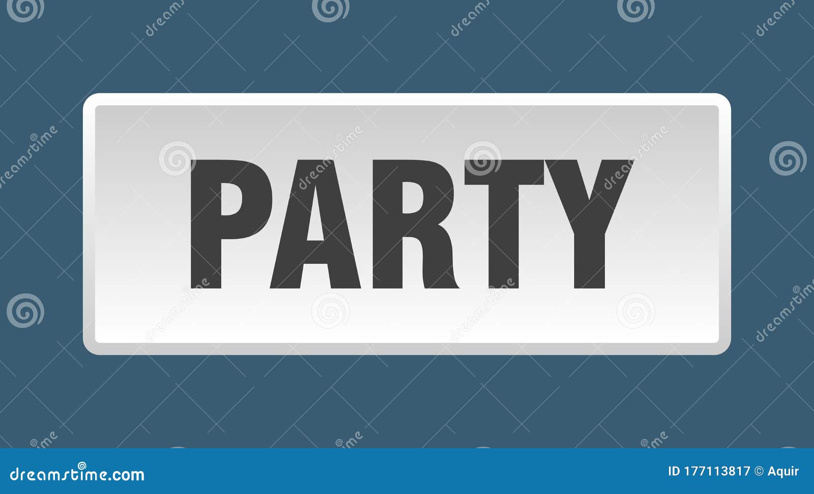 Party Button. Party Square Isolated Push Button Stock Vector ...