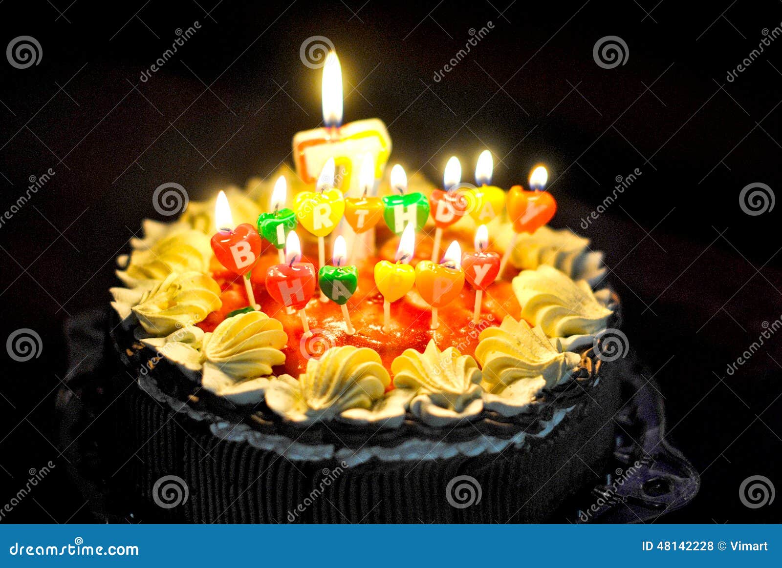 Party Candles on a Birthday Cake Stock Photo - Image of children ...