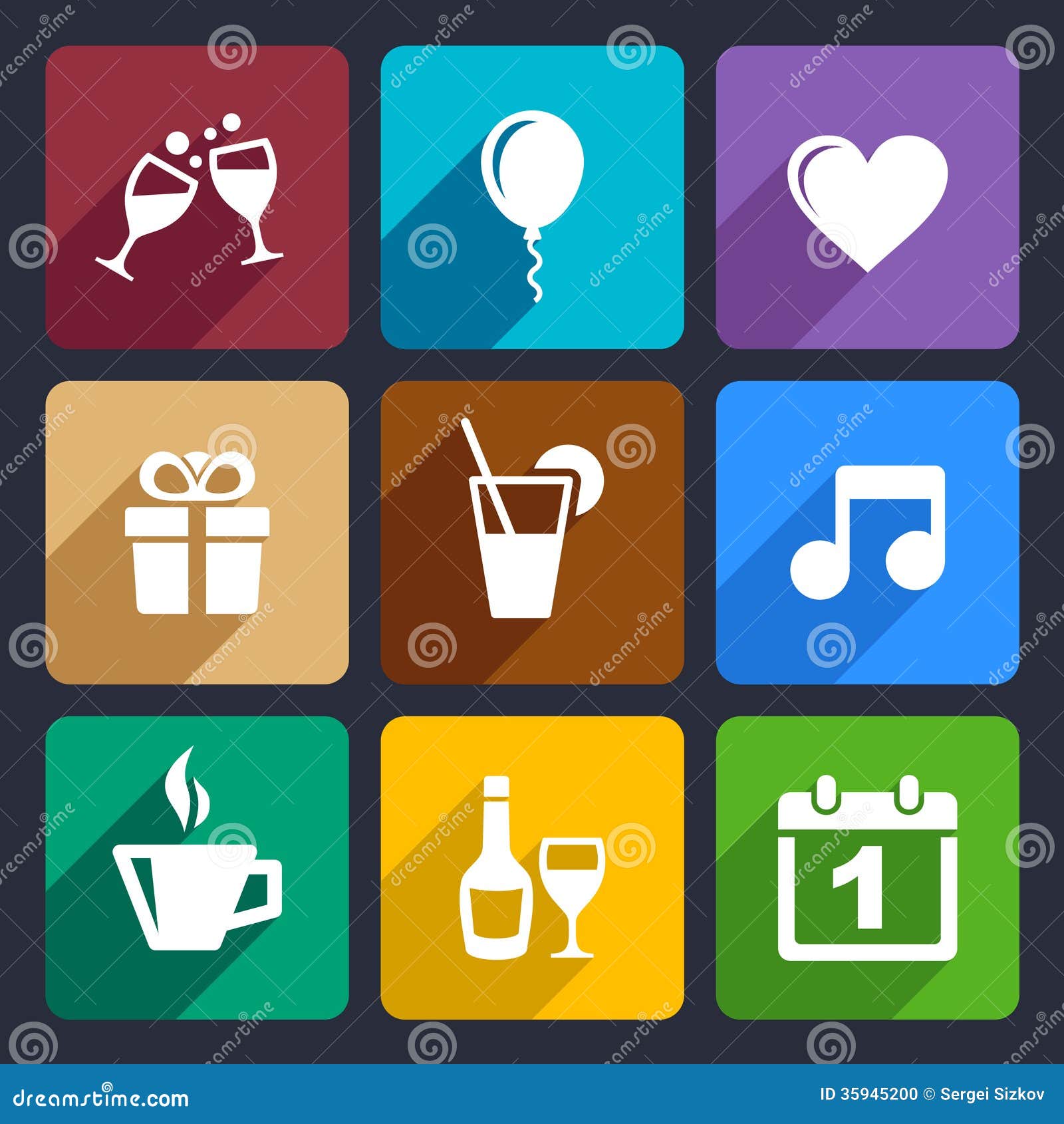 Celebration Icons Set Party Symbols Vector Illustration | CartoonDealer ...