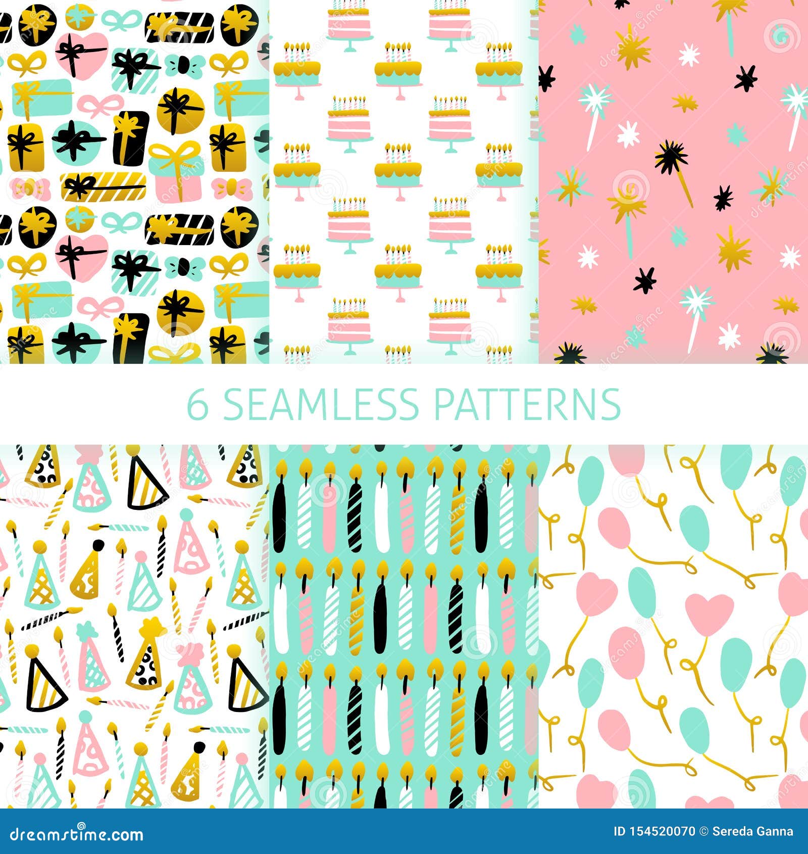 Party Celebration Seamless Patterns Stock Vector - Illustration of ...