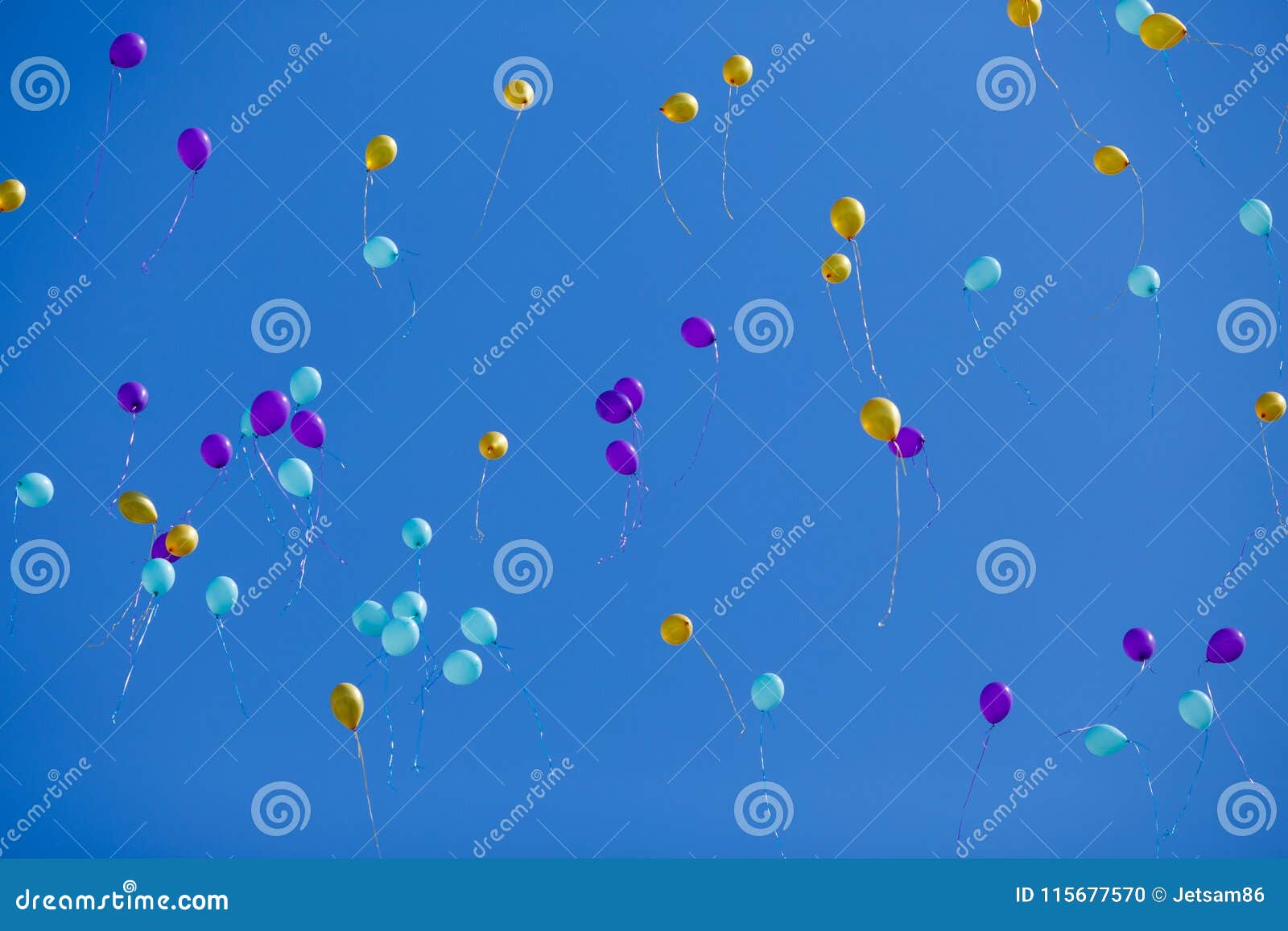 Group of Floating Balloons in the Blue Sky Stock Photo - Image of ...