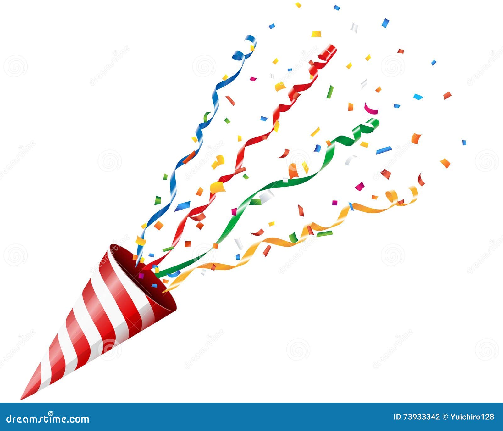 Party Cracker with Confetti and Streamer on White Background Stock ...