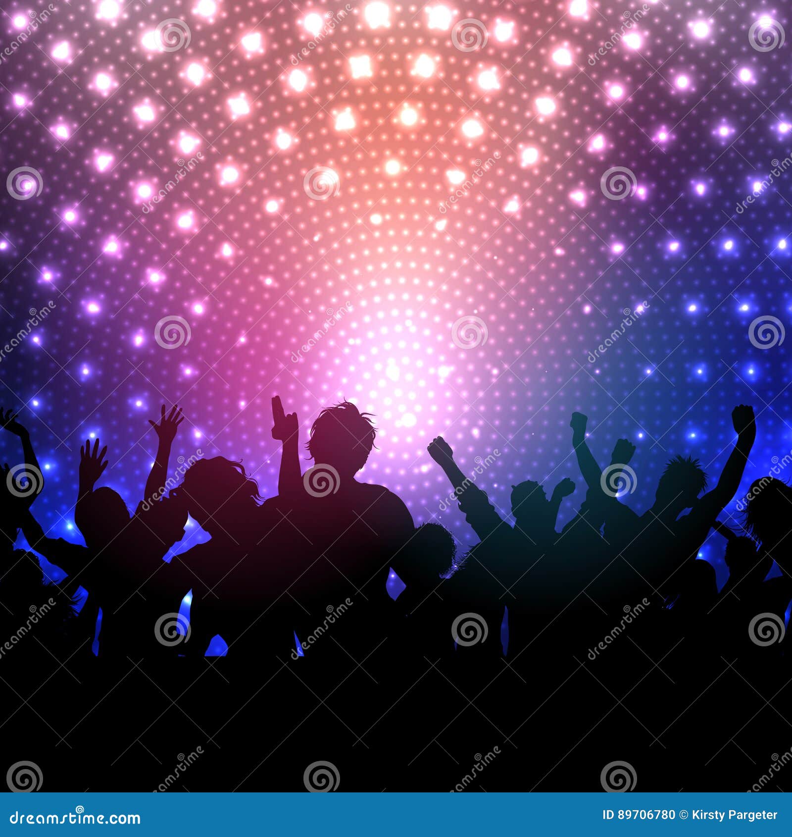 Party Crowd on Disco Lights Background Stock Vector - Illustration of ...