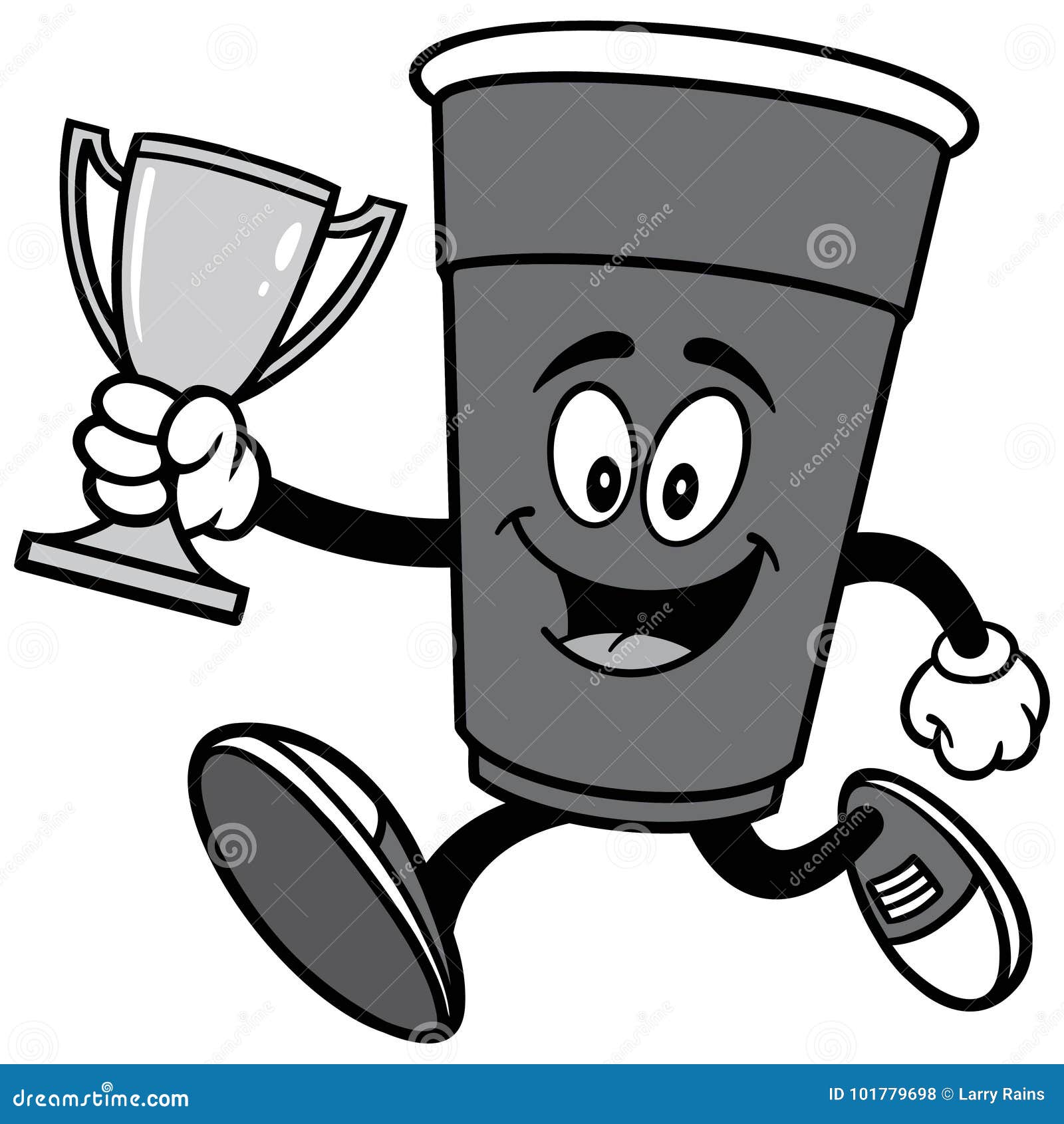 Party Cup Running with Trophy Illustration Stock Vector - Illustration ...