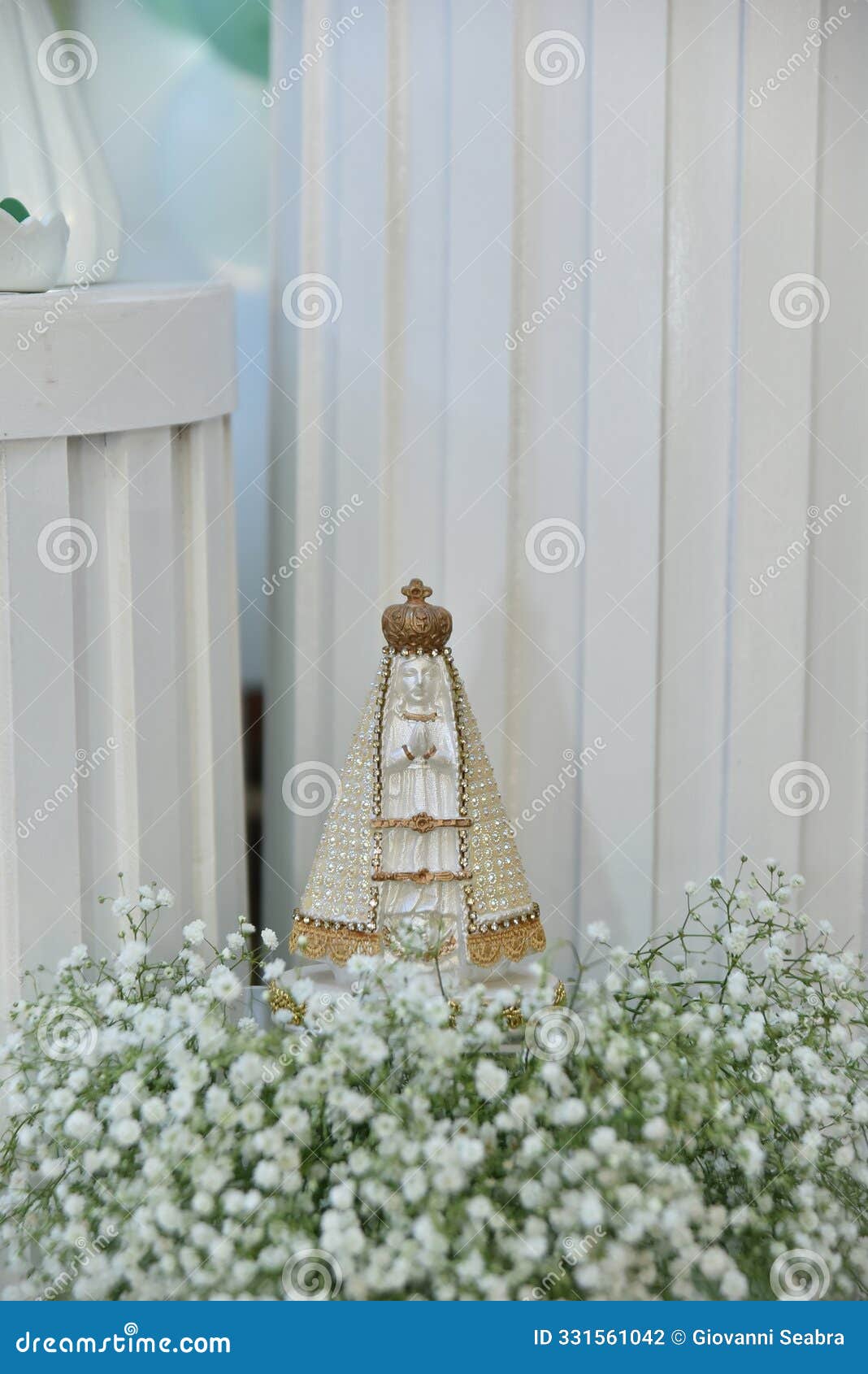 Party Decoration with Religious Image of Our Lady Stock Photo - Image ...