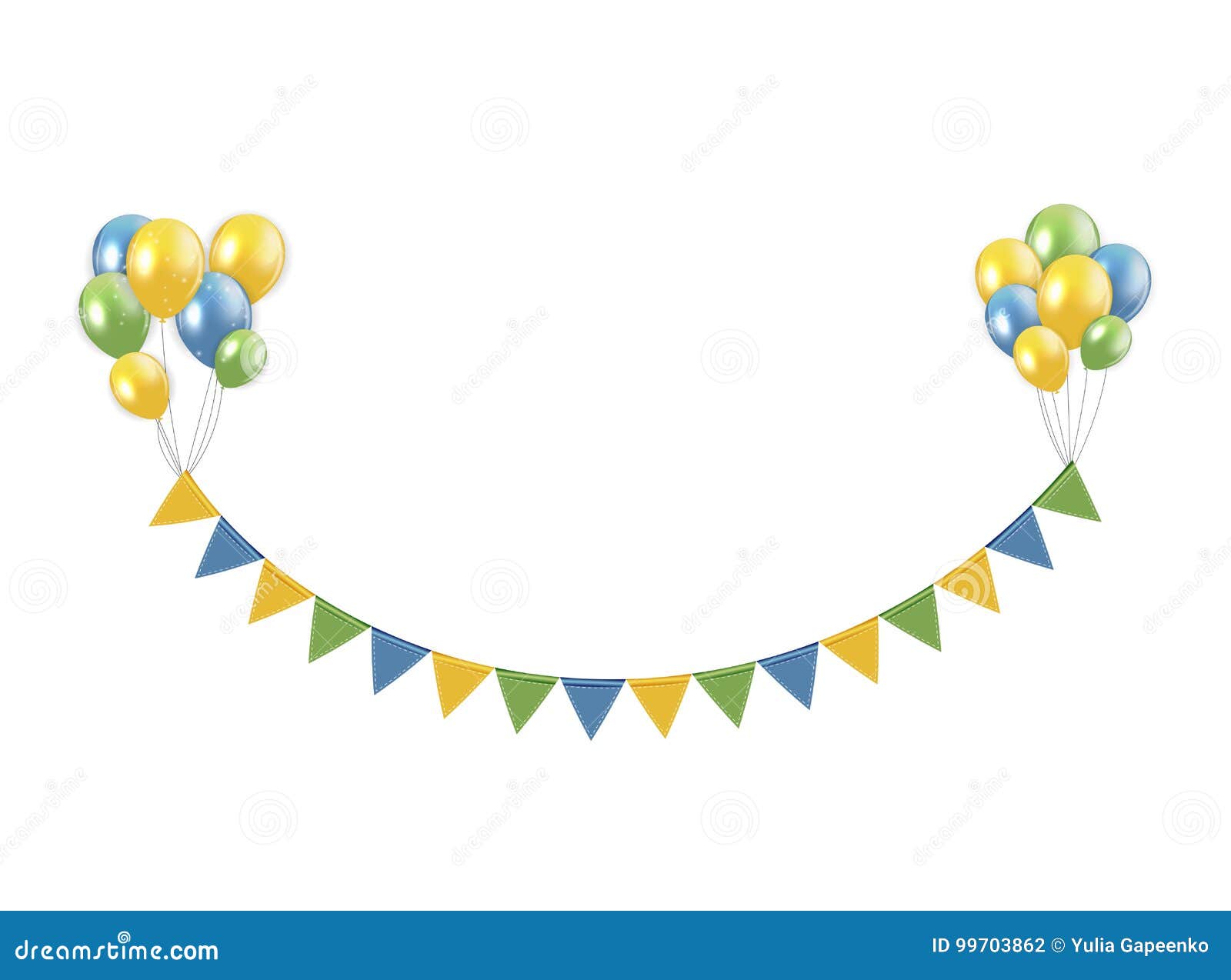 Party Design Element with Flags and Balloons Isolated on White ...