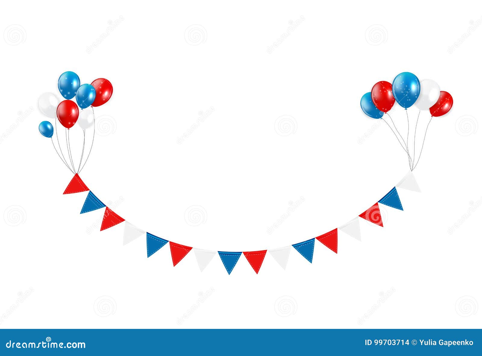 Party Design Element with Flags and Balloons Isolated on White ...