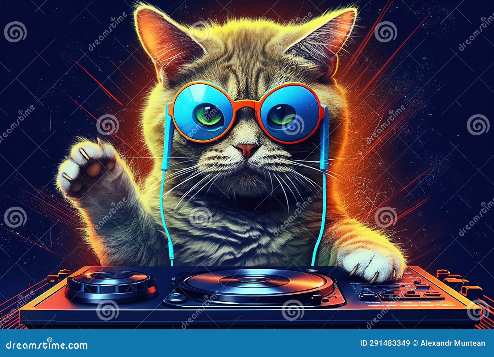 Party dj cat. stock illustration. Illustration of drawing - 291483349