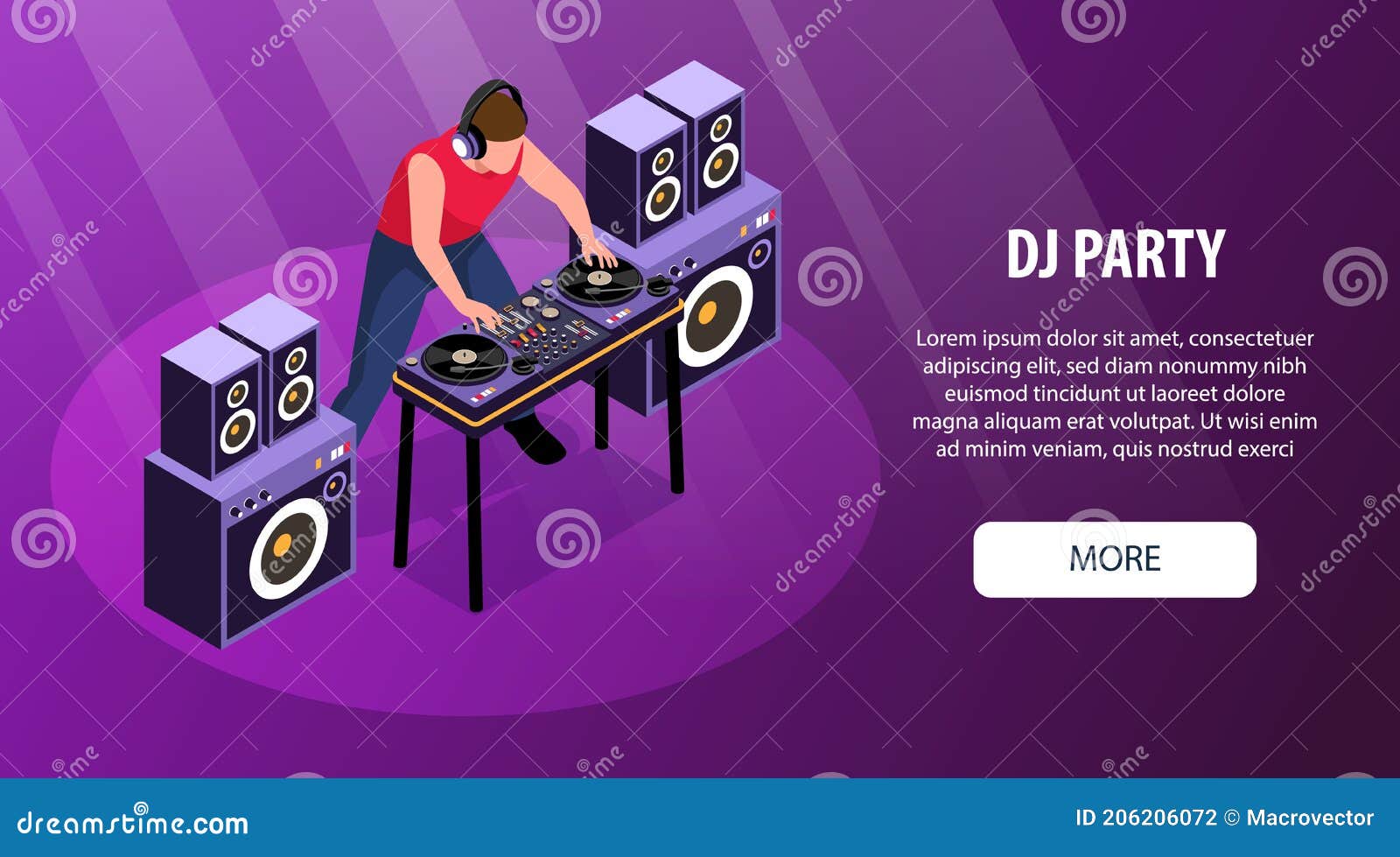 Party DJ Horizontal Banner stock vector. Illustration of musical ...