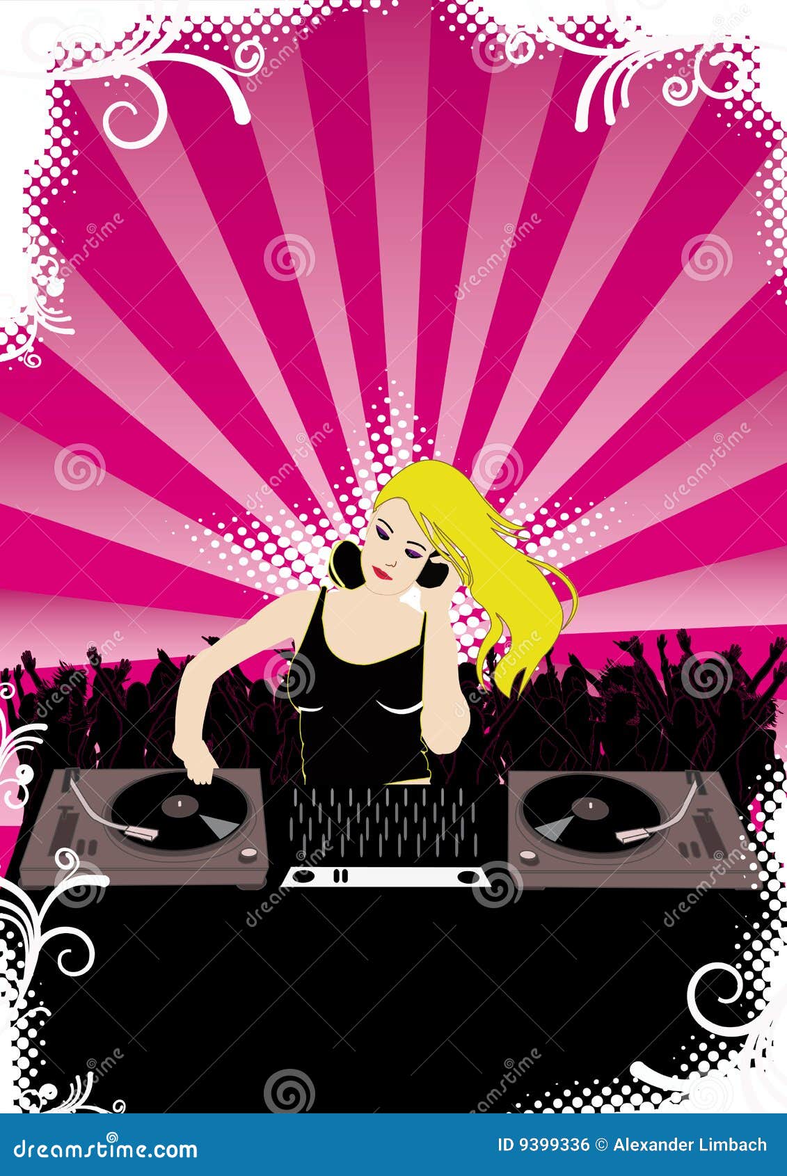 Party with DJane stock vector. Illustration of house, dance - 9399336