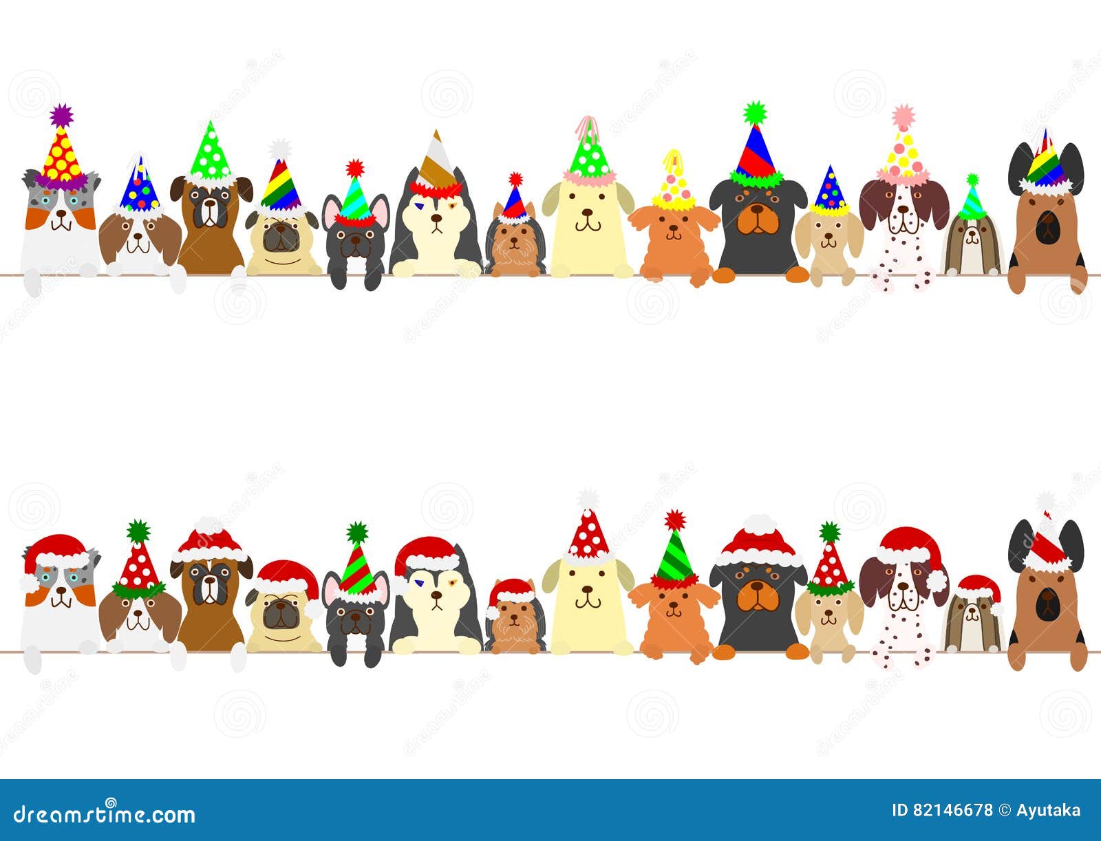 Party dogs border set stock vector. Illustration of face - 82146678