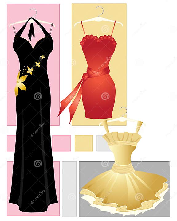 Party dresses stock vector. Illustration of ribbon, clothing - 23918866