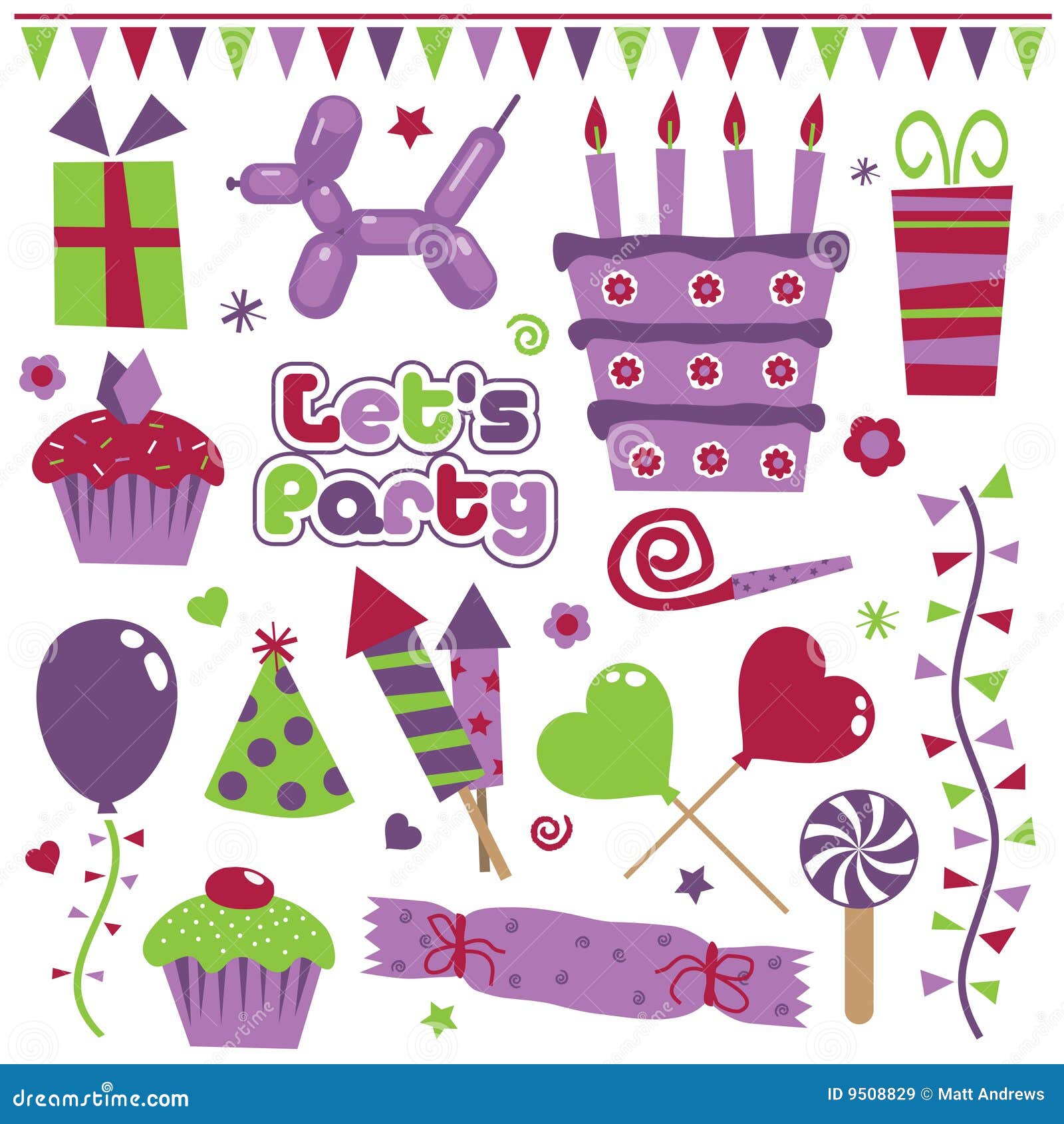 Party elements stock vector. Illustration of graphic, icing - 9508829