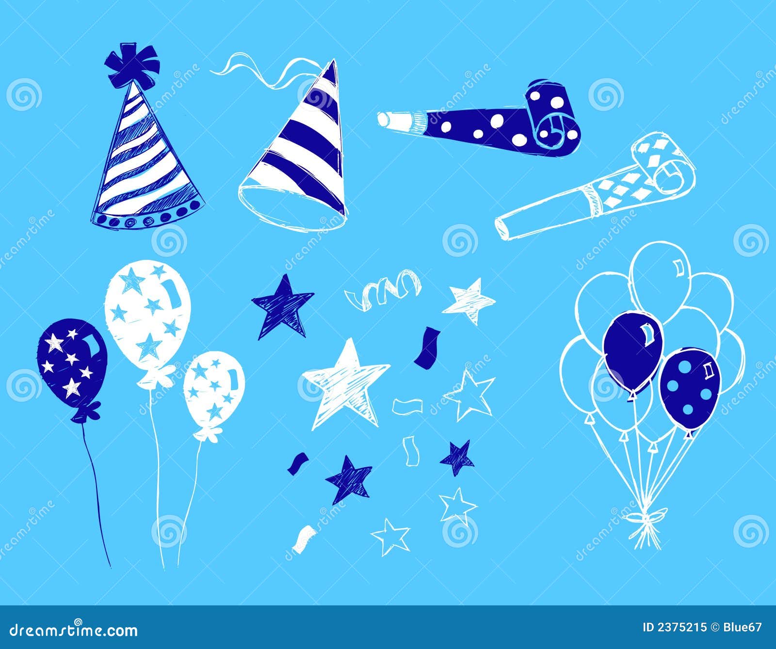 Party Elements Illustration Stock Vector - Illustration of striped ...