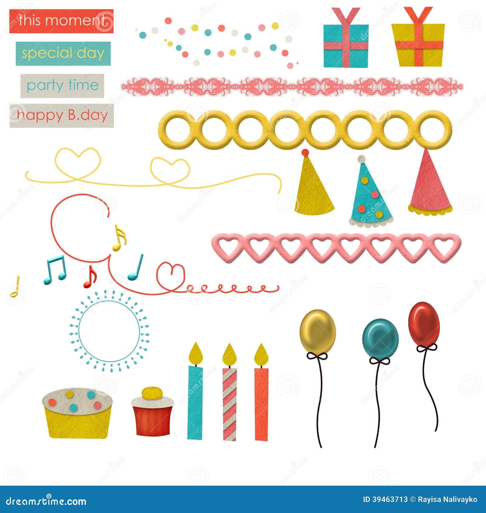 Party elements stock illustration. Illustration of cake - 39463713