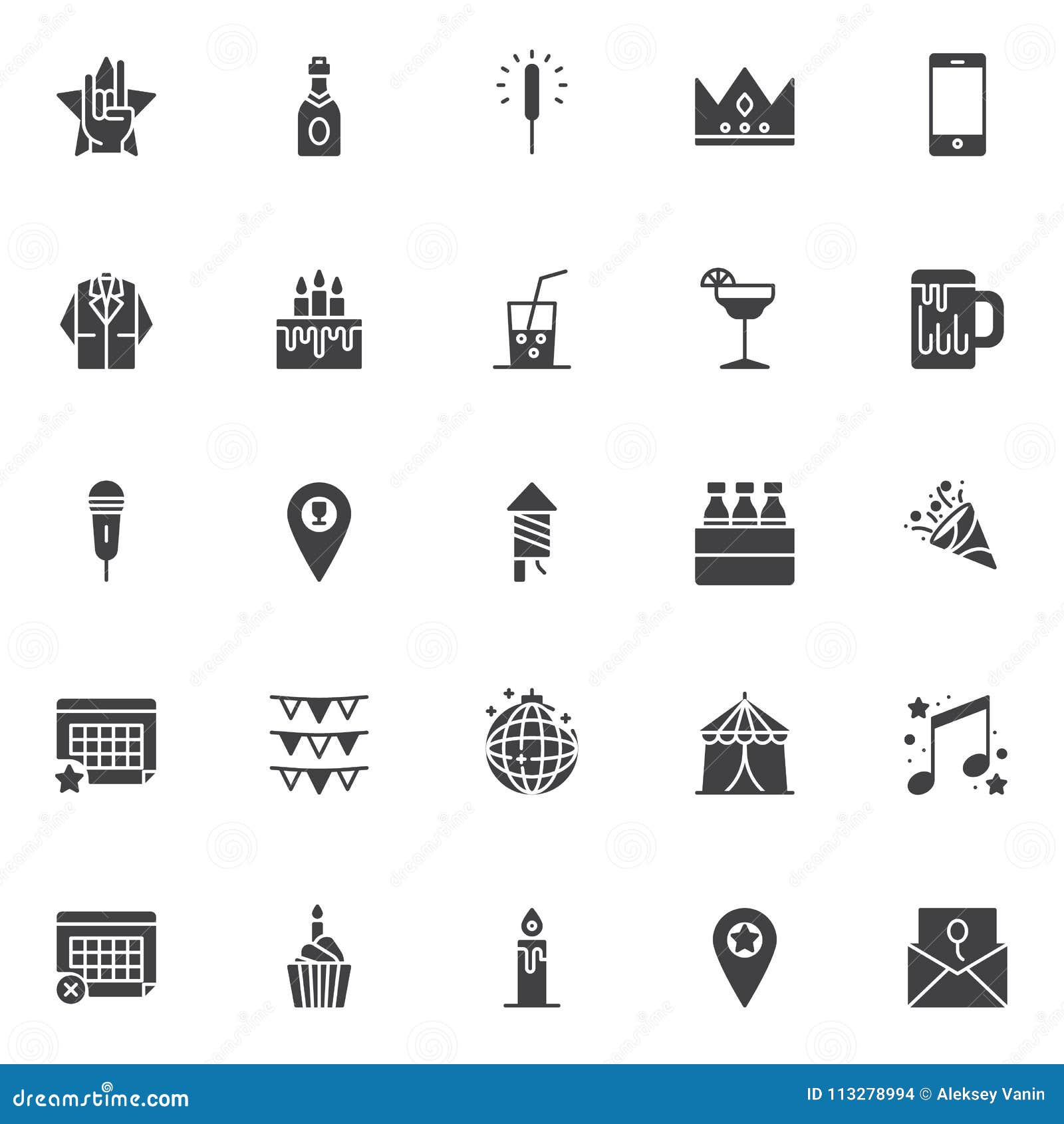 Party and Event Elements Vector Icons Set Stock Vector - Illustration ...