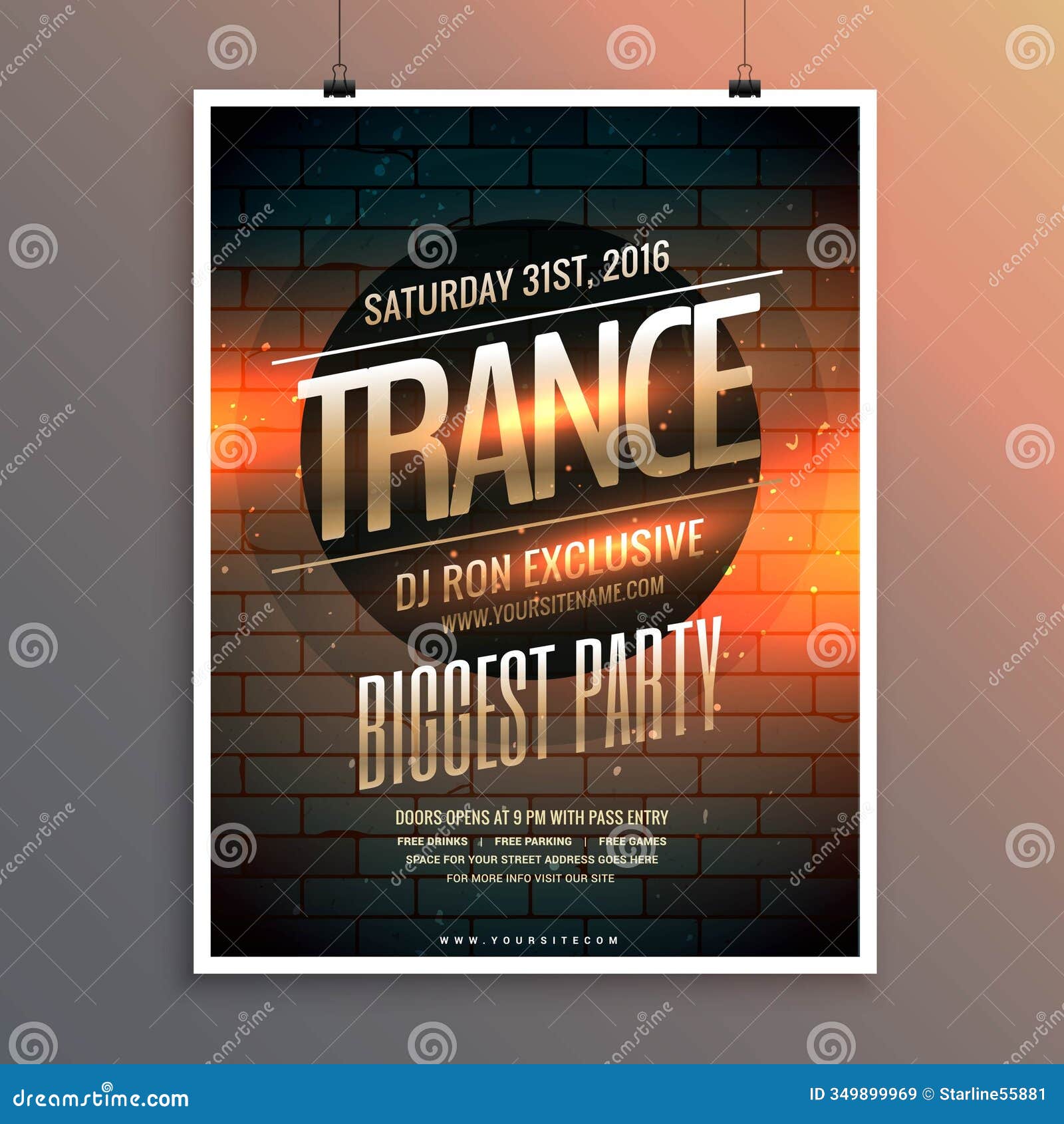 Party Event Flyer Template Including Venue and Date Stock Vector ...