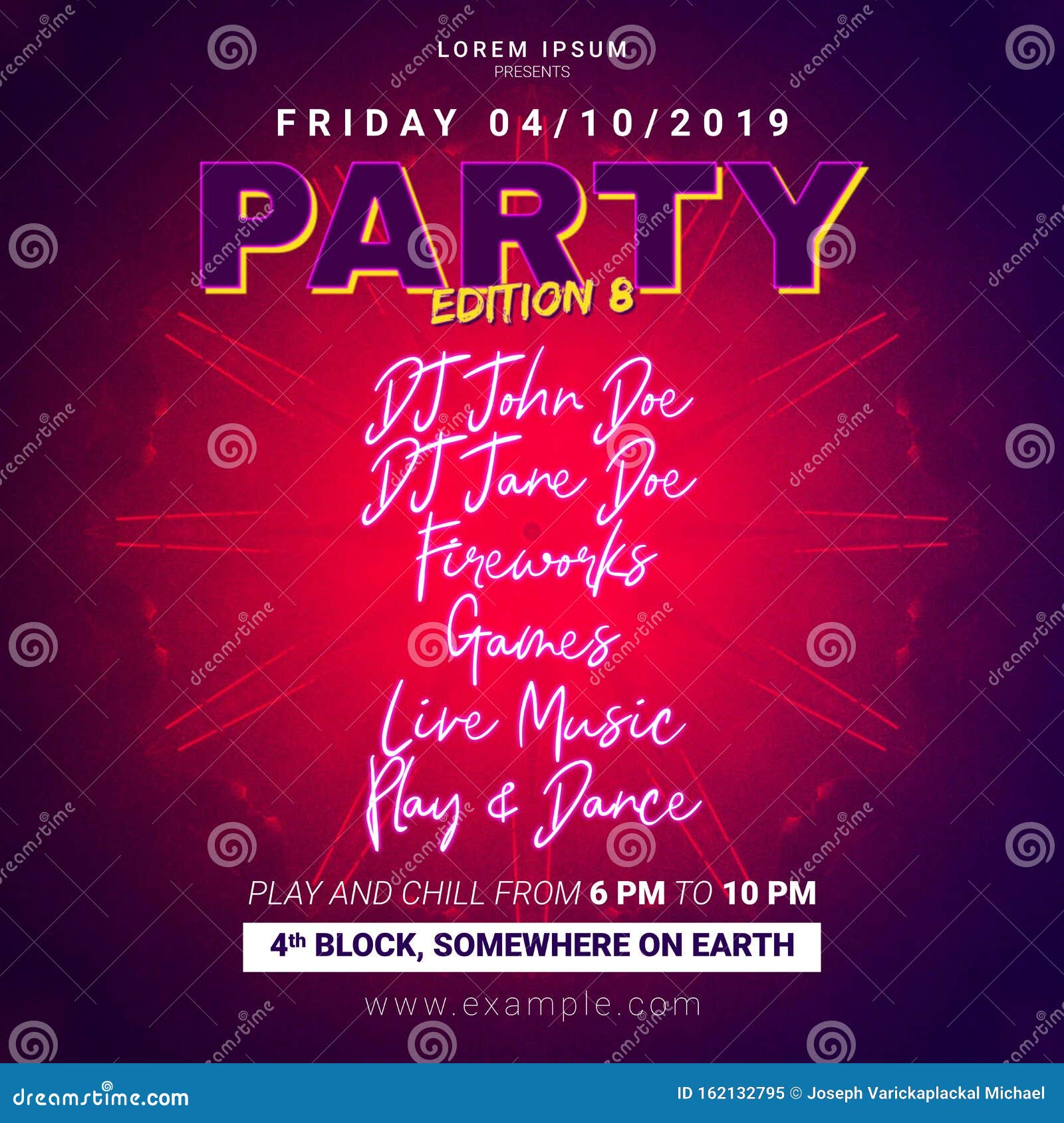 Party Event Instagram Post Template Stock Vector - Illustration of club ...