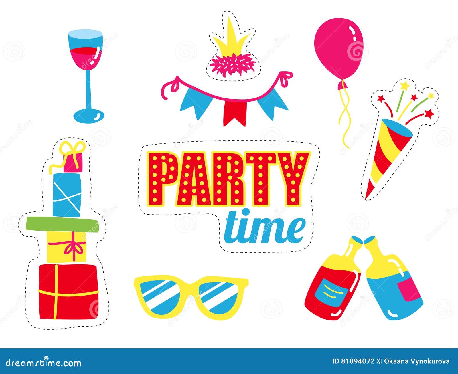 Party Fashion Stickers Set, Patch Badges Stock Vector - Illustration of ...