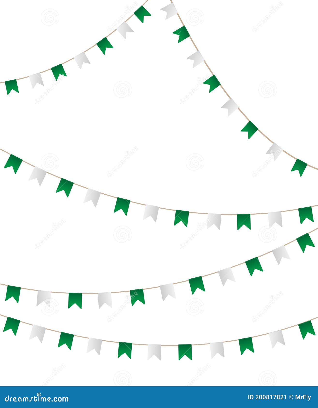 Green and White Party Flag Set, Vector Illustration Stock Vector ...