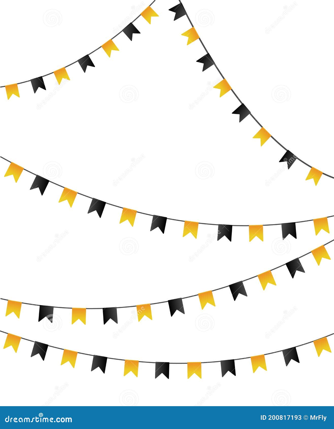 Black and Yellow Party Flag Set, Vector Illustration Stock Vector ...