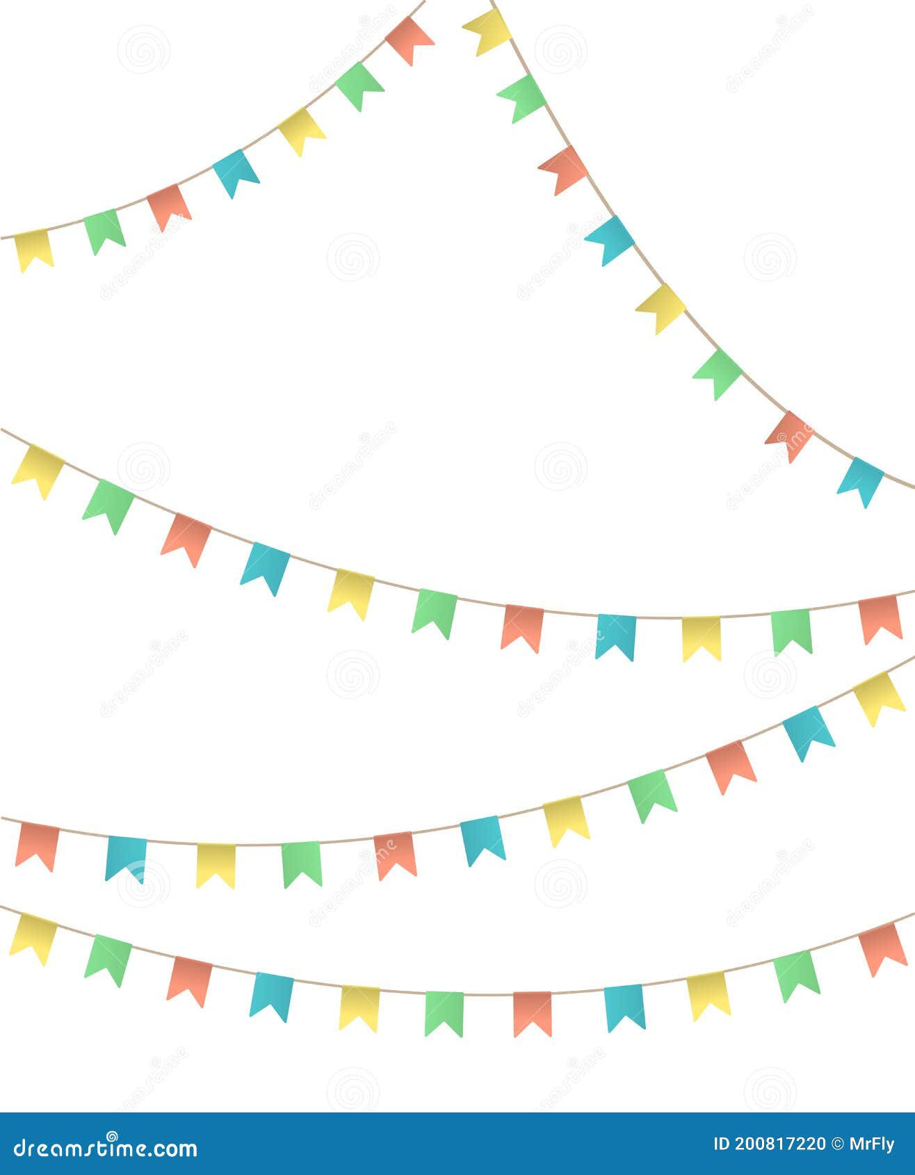 Colourful Pastel Party Flag Set, Vector Illustration Stock Vector ...