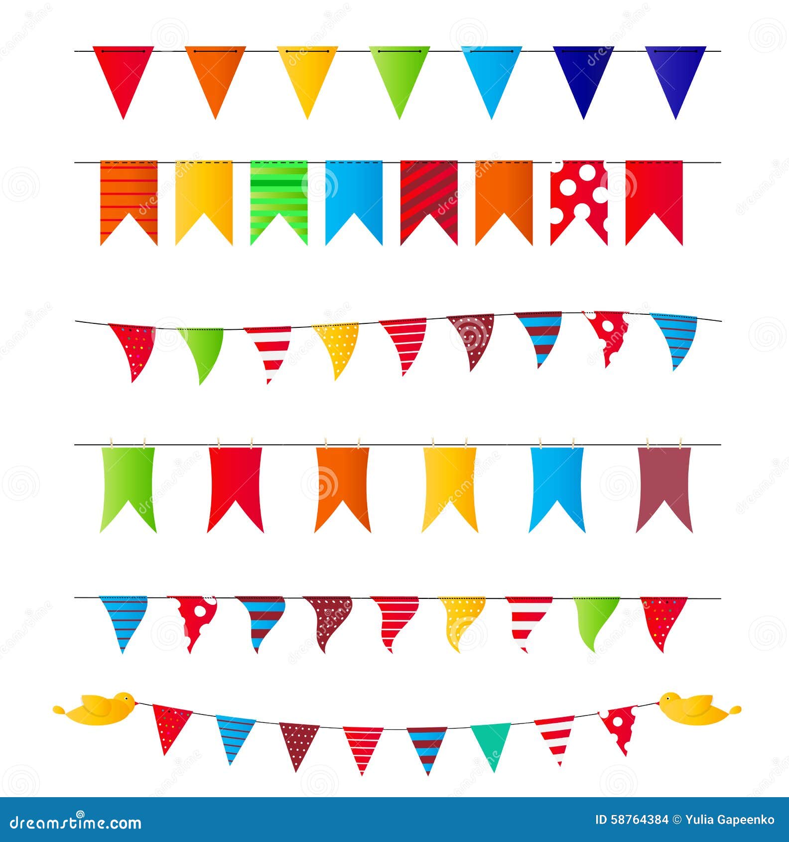 Party Flags Set Vector Illustration Stock Vector - Illustration of flag ...